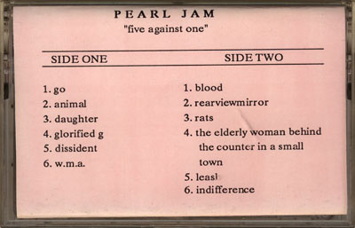Pearl Jam - Vs (Five Against One) - Clear Cassette - Plastic Case - USA ...