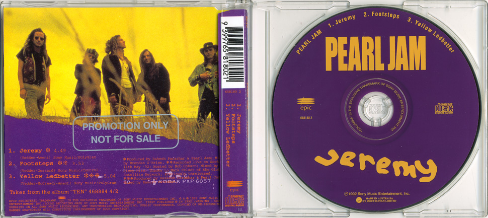 Pearl Jam - Jeremy - 5'' CD - Slimline - Australia - Promotional Maxi ...